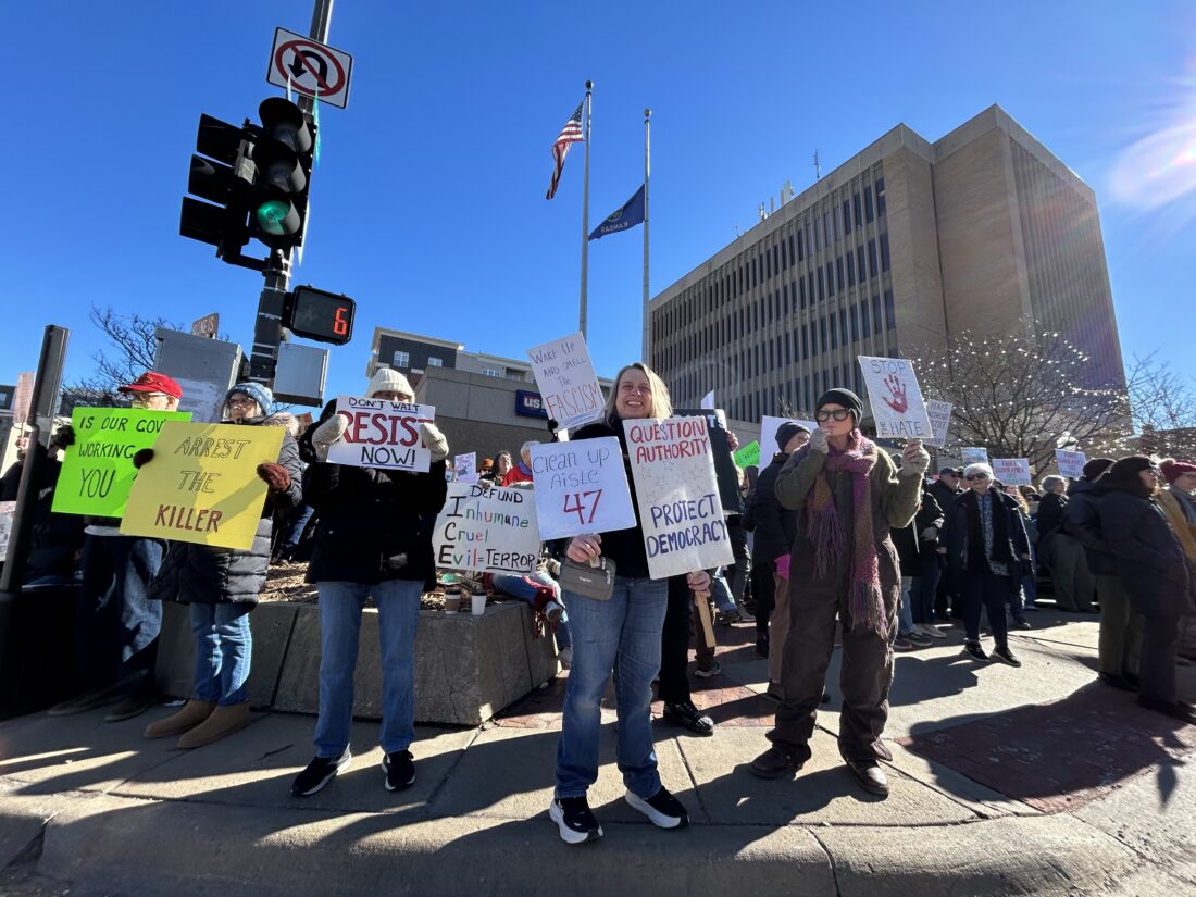Hundreds gather in downtown Lawrence to protest ICE violence, killing ...